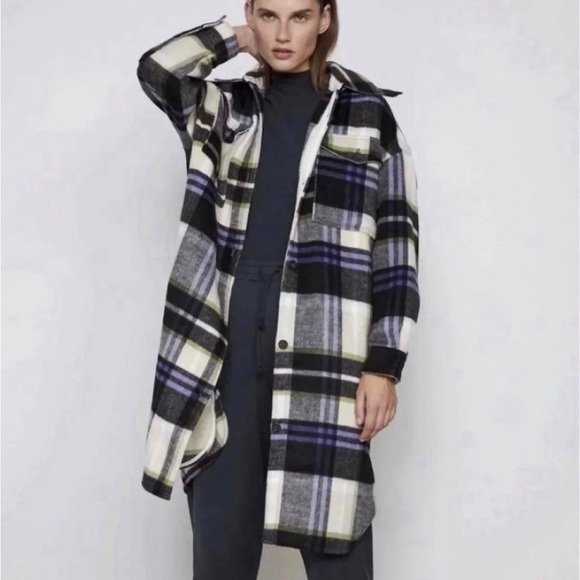 Zara | Jackets & Coats | Nwt Zara Blogger Favorite Hooded Plaid ...